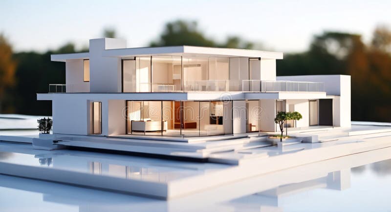 Architectural Model of Modern House on Display. Stock Illustration ...