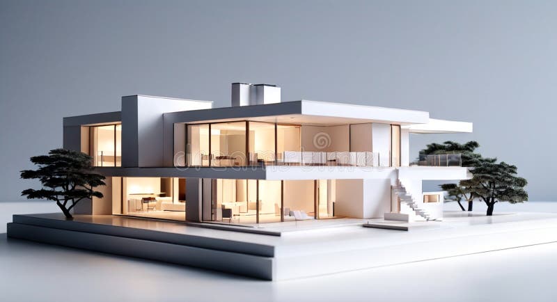 Architectural Model of Modern House on Display. Stock Illustration ...