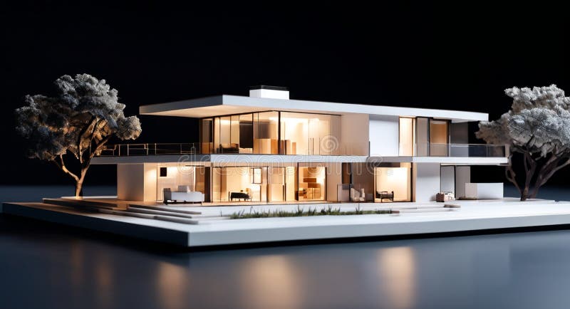 Architectural Model of Modern House on Display. Stock Image - Image of ...