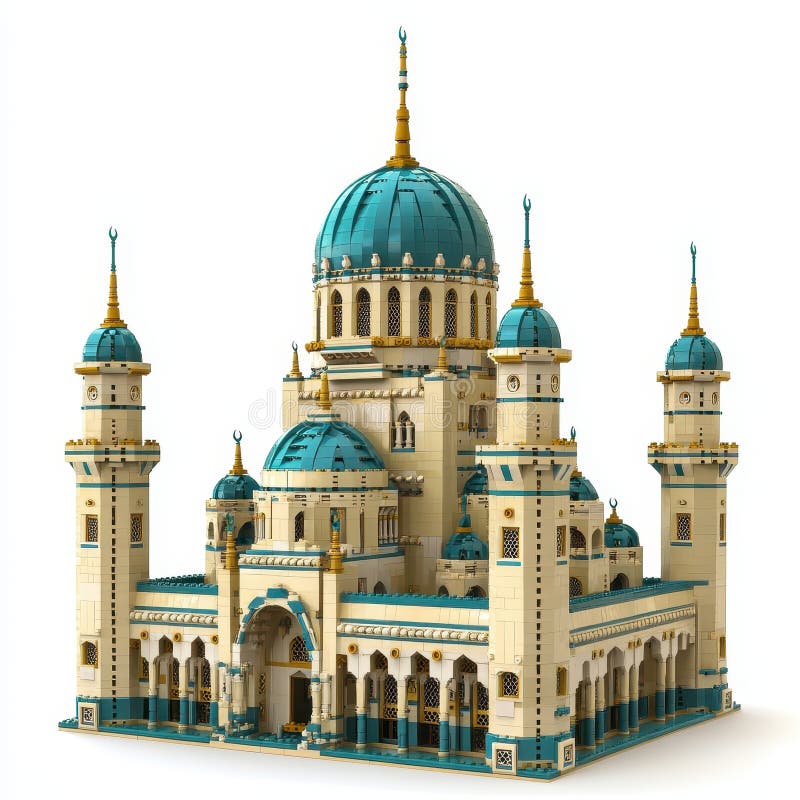 A Detailed Architectural Model of a Grand Building with Domes and ...