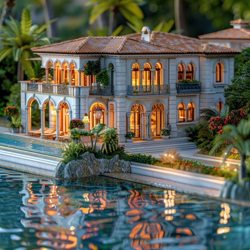 Model House with Pool stock image. Image of swimming - 311291853