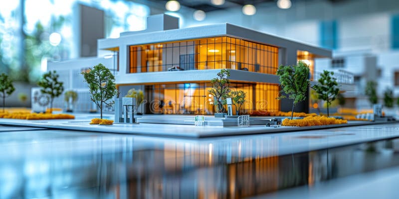 Detailed Architectural Model of a Modern Building with Large Windows ...