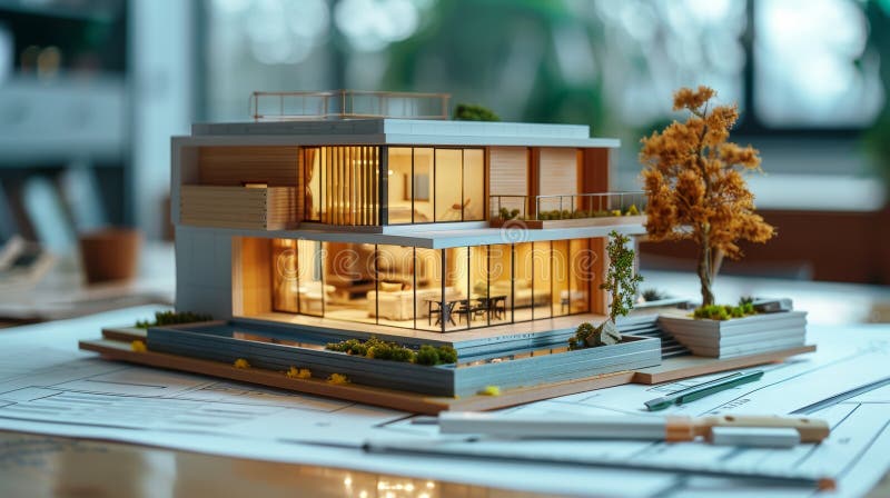 A Detailed Architectural Model of a Modern House with a Pool and ...