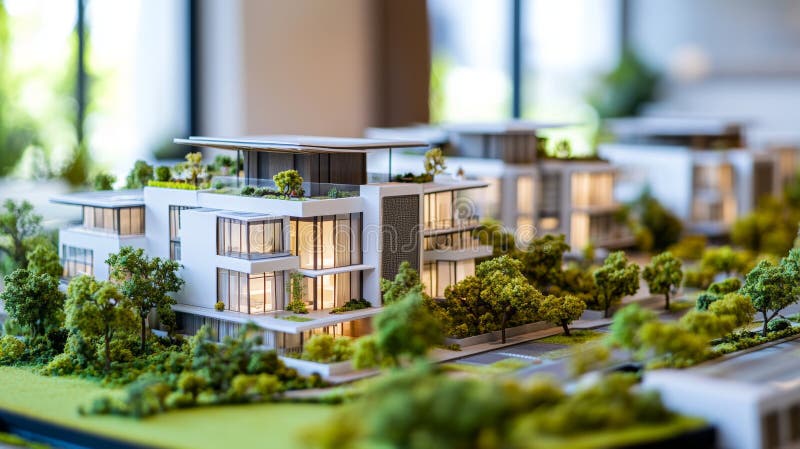 Detailed Architectural Model Showcasing a Modern Residential Complex in ...