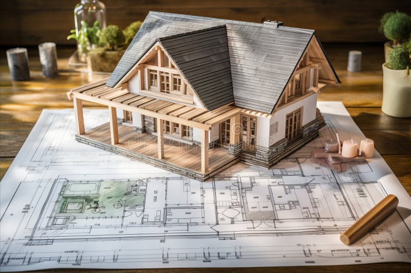 Detailed Architectural Plan of Family House Project on Paper Roll with ...