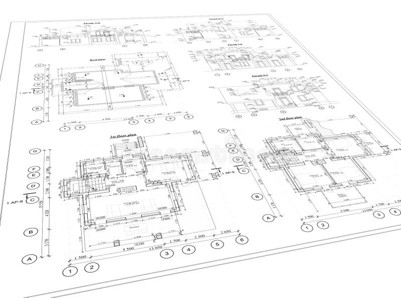 Detailed Architectural Plan Stock Image - Image of construction ...