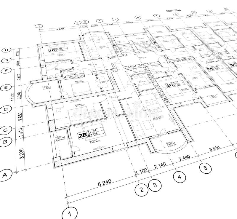 Detailed Architectural Plan, Perspective View Stock Photo - Image of ...