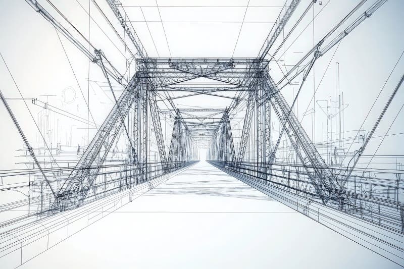 Detailed Architectural Rendering of a Bridge Showcasing Intricate ...