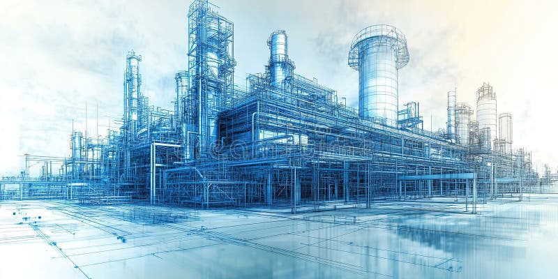 Detailed Architectural Rendering of a Large Industrial Complex ...