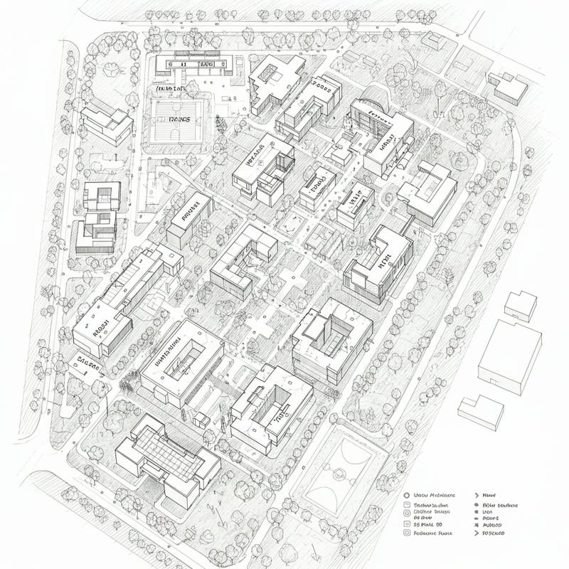 A Detailed Architectural Site Plan of a Complex Featuring Multiple ...