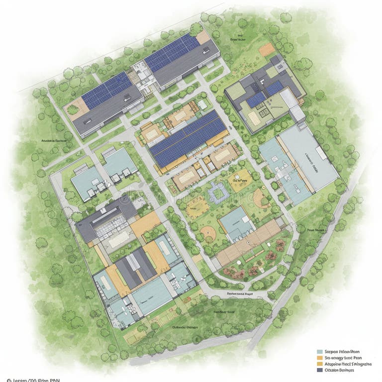 A Detailed Architectural Site Plan Featuring Multiple Rectangular ...