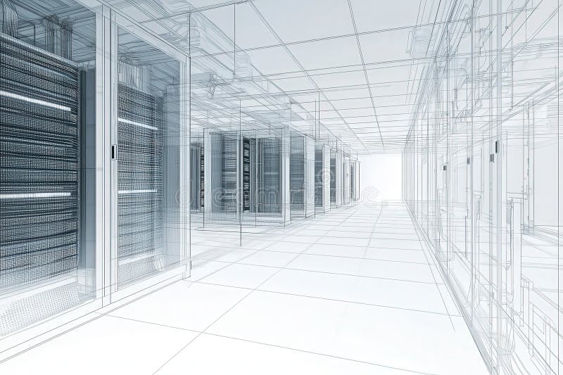 Server Room Layout with Detailed Schematics Highlighting Data ...