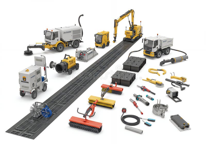 Detailed Array of Miniature Construction Vehicles and Equipment on ...