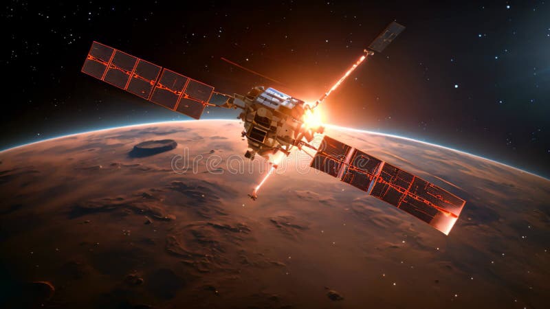 A Detailed Artists Rendering of a Satellite Floating in Outer Space ...