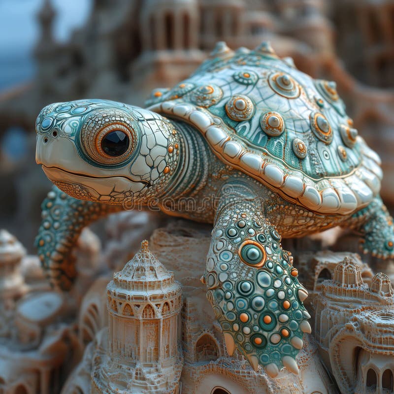 Detailed Artwork Resembling a Turtle Sculpture with Islamic Art ...