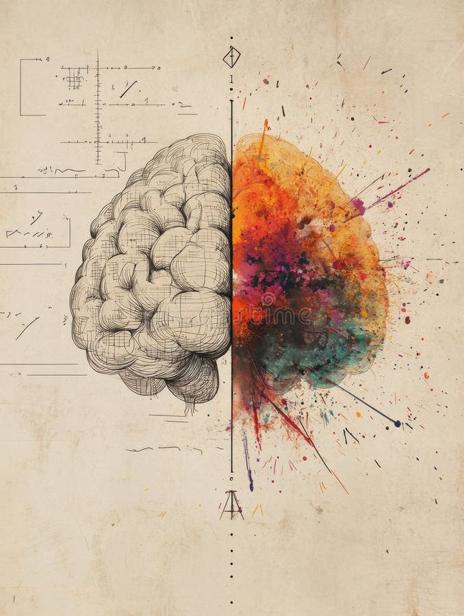 Detailed Artwork Showing the Left Hemisphere in a Realistic Style while ...