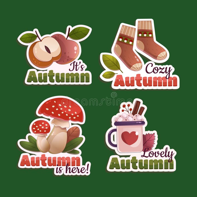Detailed Autumn Labels Collection Vector Illustration Stock Vector ...