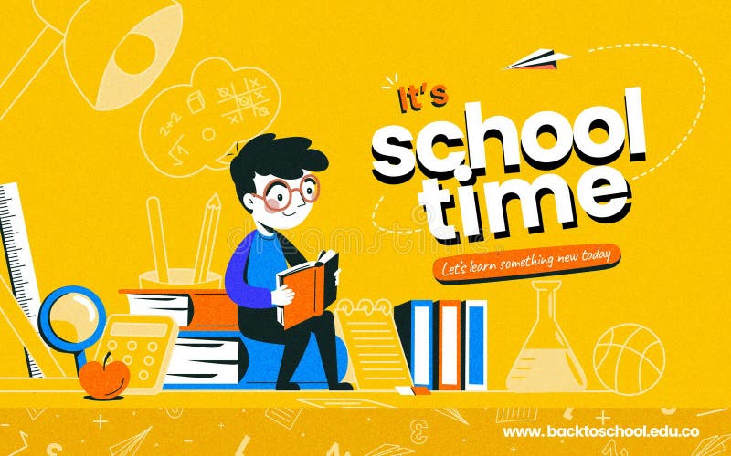 Arts Class School Time Poster with Smiling People Stock Vector ...