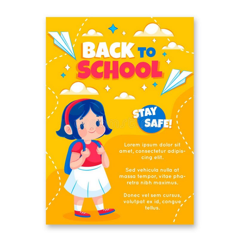 Detailed Back School Vector Design Vertical Poster Template Stock ...