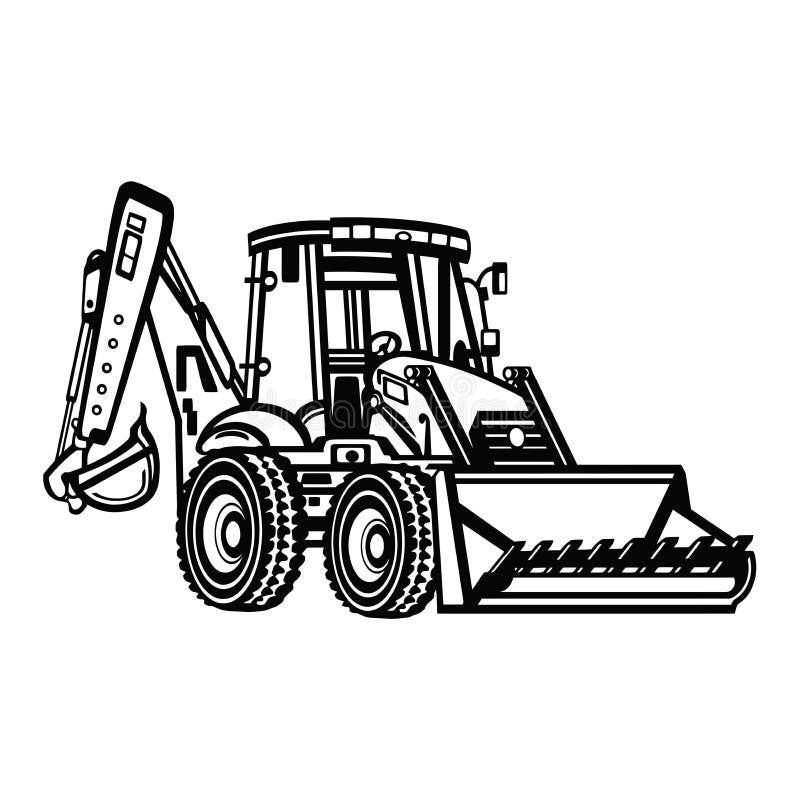 Detailed Backhoe Loader - Isolated on White Background. Vector ...