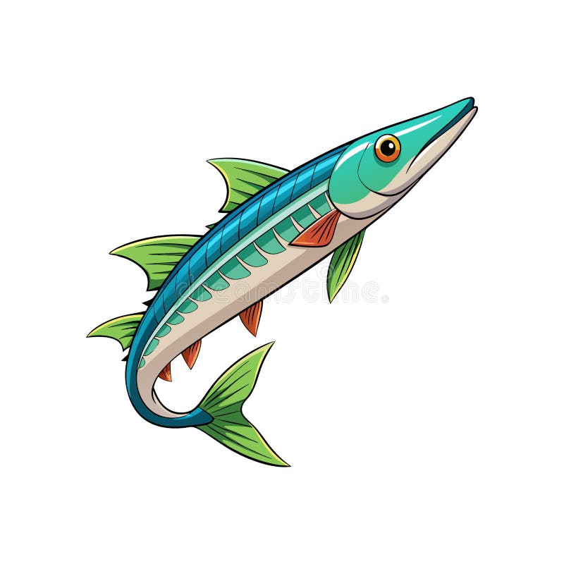 Detailed Barracuda in Lively Aquatic Environment Stock Illustration ...