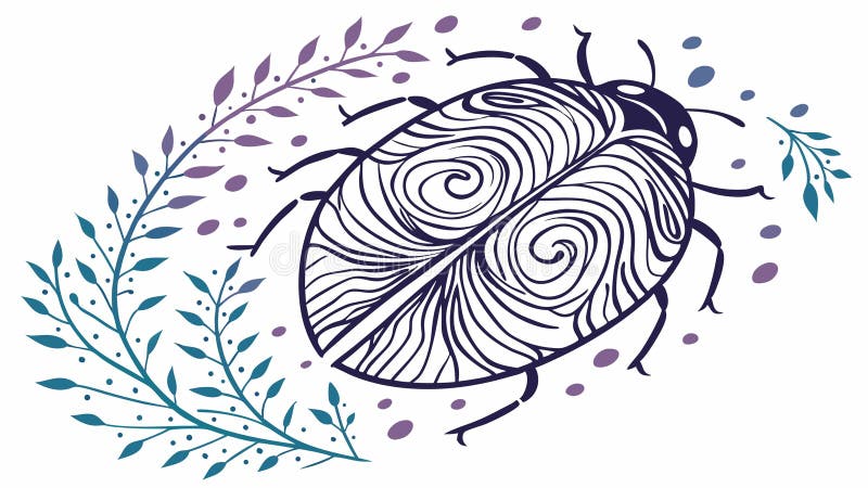 Detailed Beetle with Leafy Design, Nature S Intricate Beauty, Vector ...