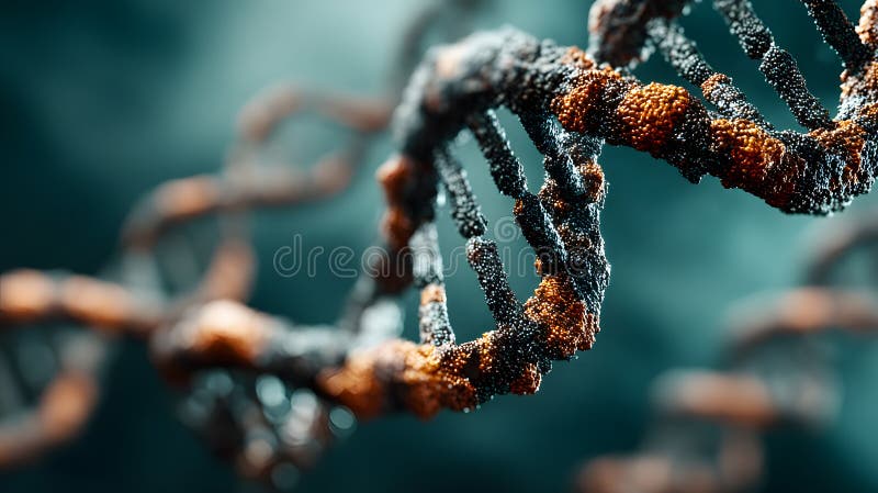 Detailed Biotechnology DNA Structure on Blue Gradient Background. Stock ...