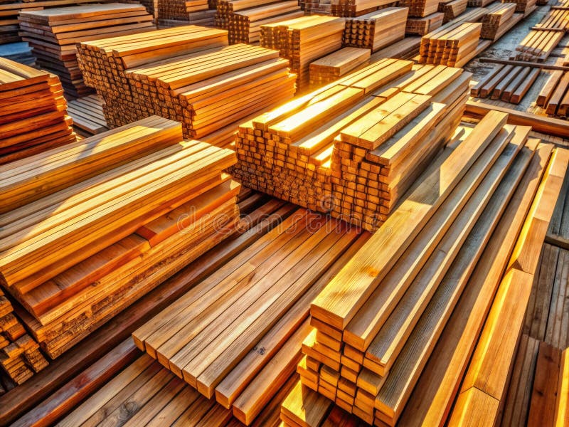 Detailed BirdsEye View of a Lumber Stack Framing Wood Construction ...