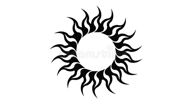 Intricate Black Sun Design with Flowing Rays for Artistic Tattoo ...