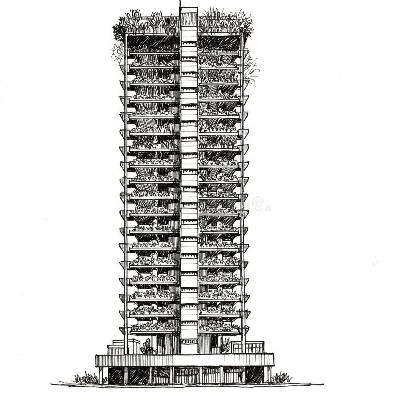 Architectural Sketch High Rise Building Stock Illustrations – 762 ...