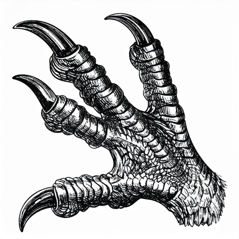 Detailed Black and White Bird Claw Illustration Stock Illustration ...