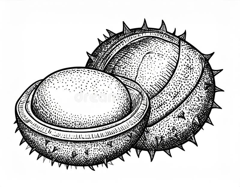 Chestnut Illustration, Drawing, Engraving, Ink, Line Art, Vector Stock ...