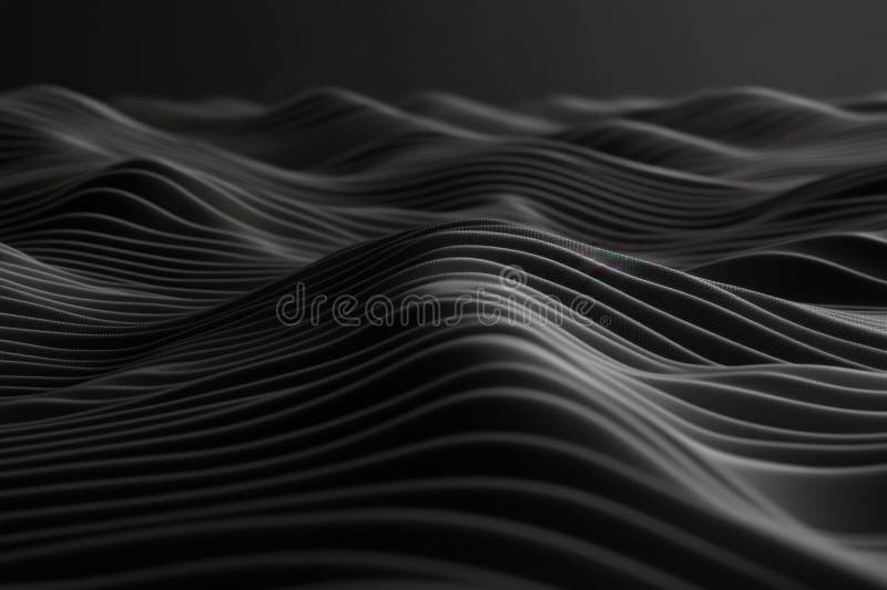 A Detailed Black and White Close-up of a Wavy Surface Texture. Stock ...