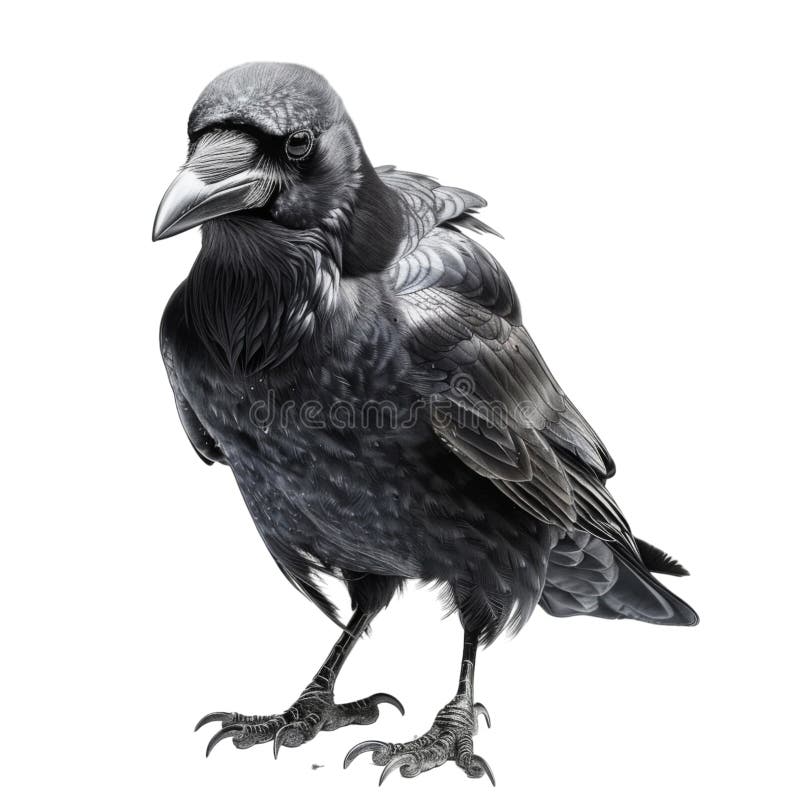 A Detailed Black and White Drawing of a Crow Stock Photo - Illustration ...