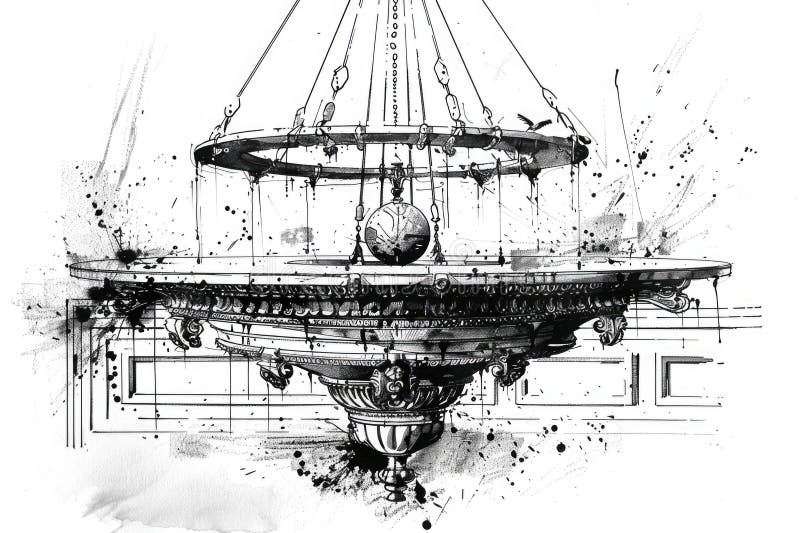 Detailed Black and White Drawing of a Fountain. Perfect for ...