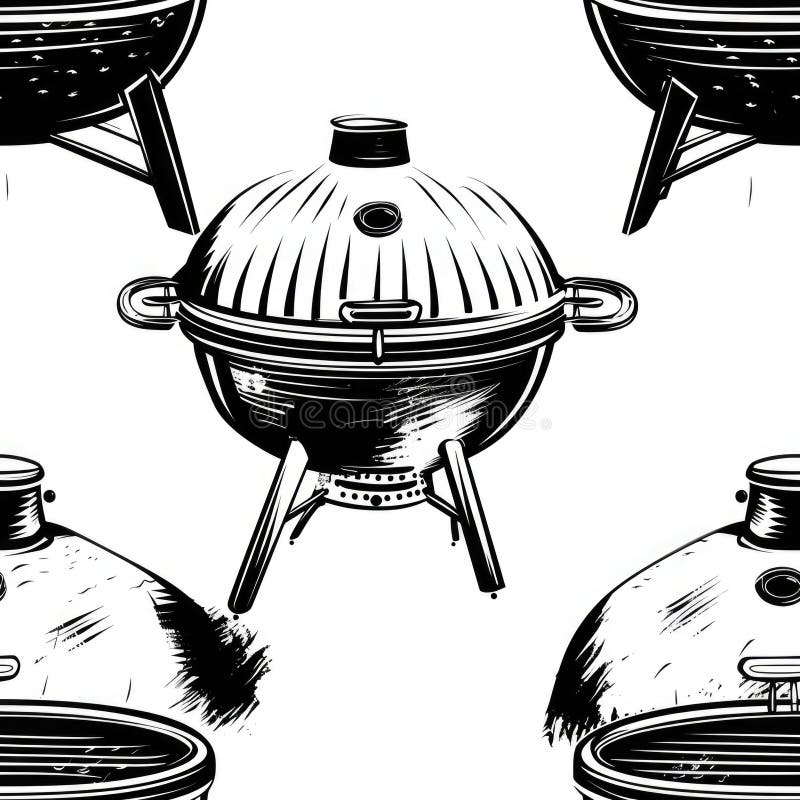 Detailed Black and White Drawing of a Grill, Perfect for Culinary ...