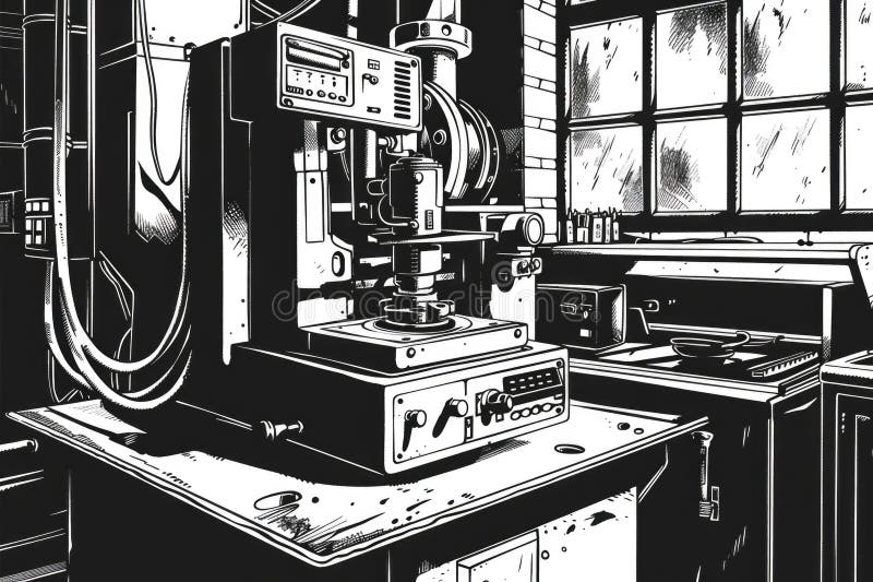 Detailed Black and White Drawing of a Machine in a Room. Ideal for ...