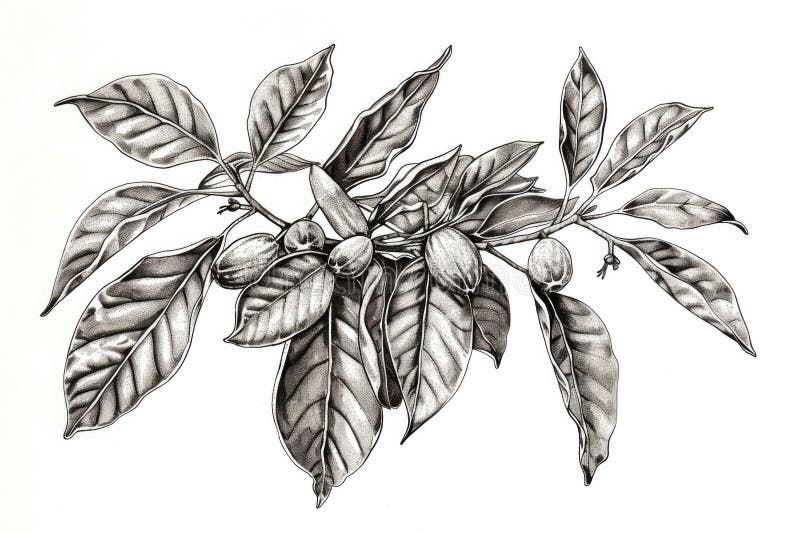 Detailed Black and White Drawing of a Plant, Suitable for Botanical ...