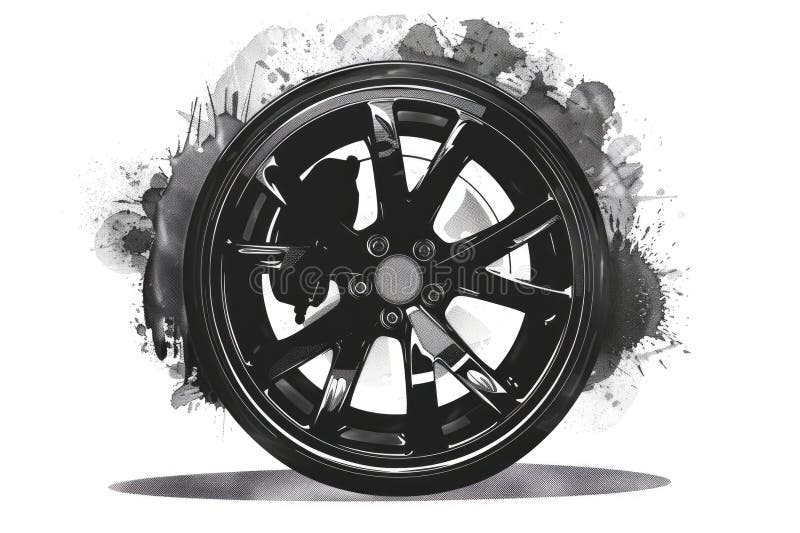 Detailed Black and White Drawing of a Tire, Suitable for Automotive ...