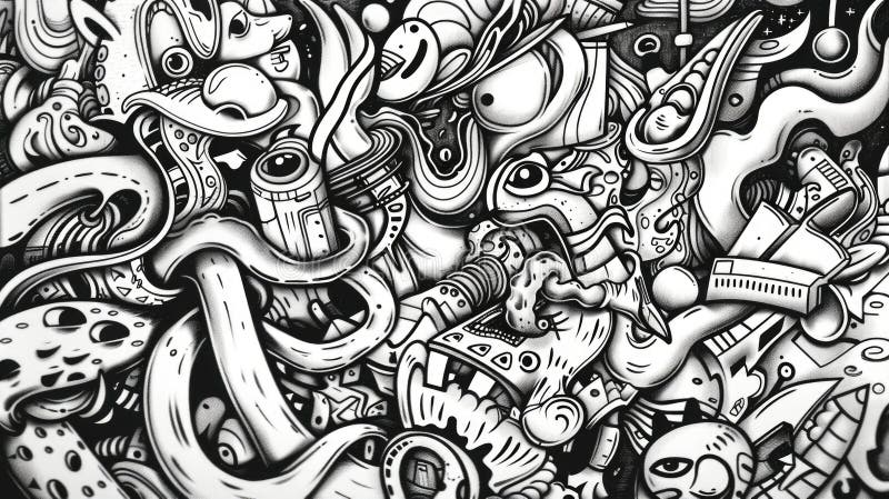 A Detailed Black and White Drawing of Various Objects. Ideal for ...