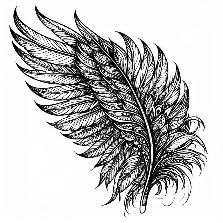 Detailed Feather Drawing Stock Illustrations – 32,345 Detailed Feather ...