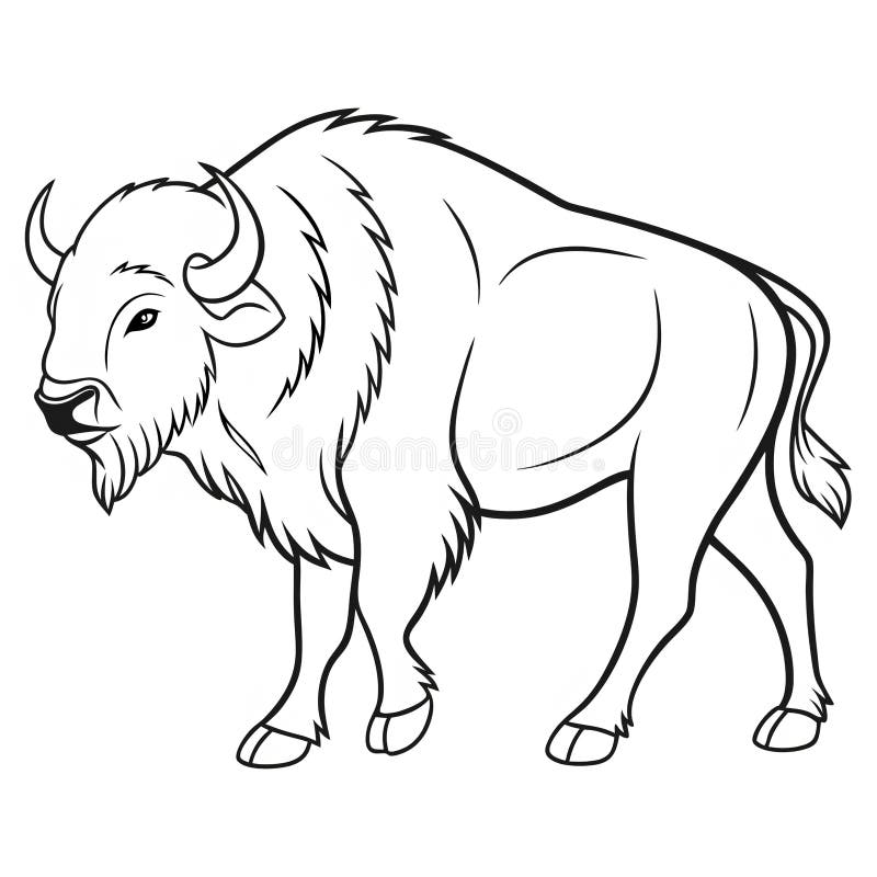 Line Art Bison Illustration Stock Illustration - Illustration of white ...