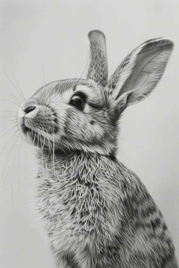 Detailed Black and White Illustration of a Rabbit. Suitable for Various ...