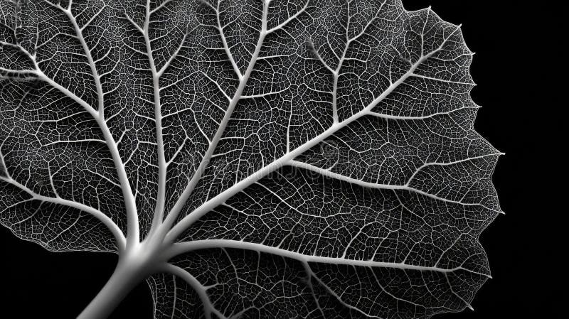 Detailed Black and White Leaf Vein Structure Close Up Stock ...