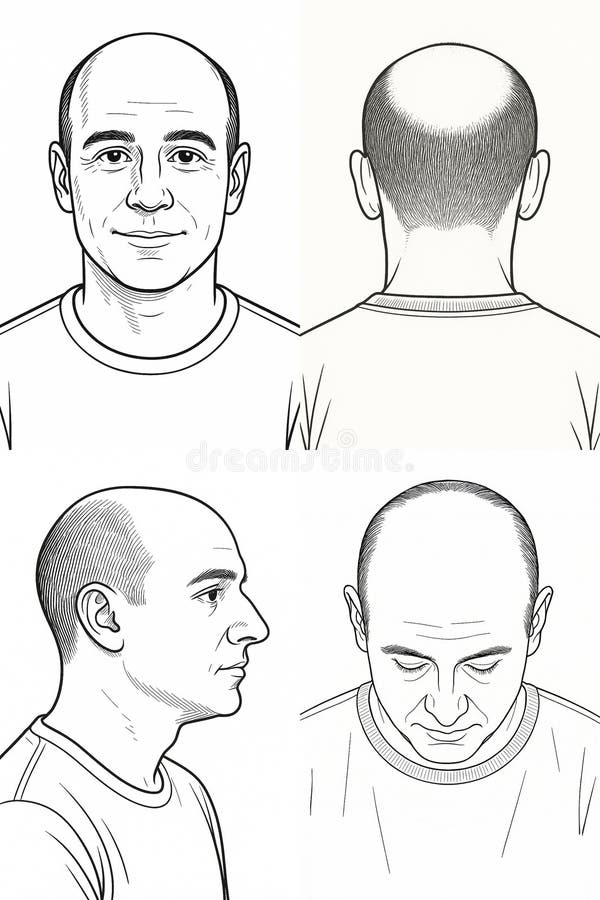 Hair Transplant Pose Guide stock illustration. Illustration of front ...