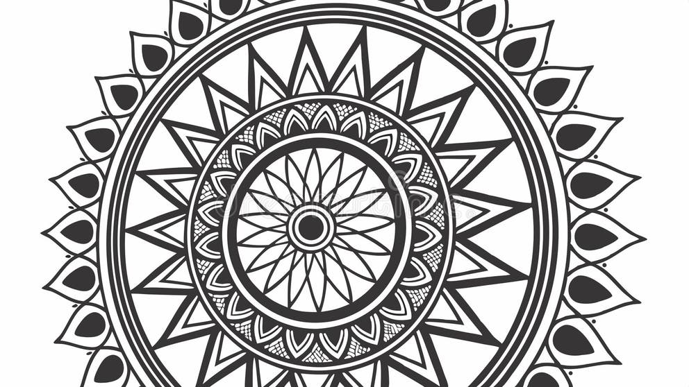 Detailed Black and White Mandala with Sharp Geometric Patterns, Vector ...