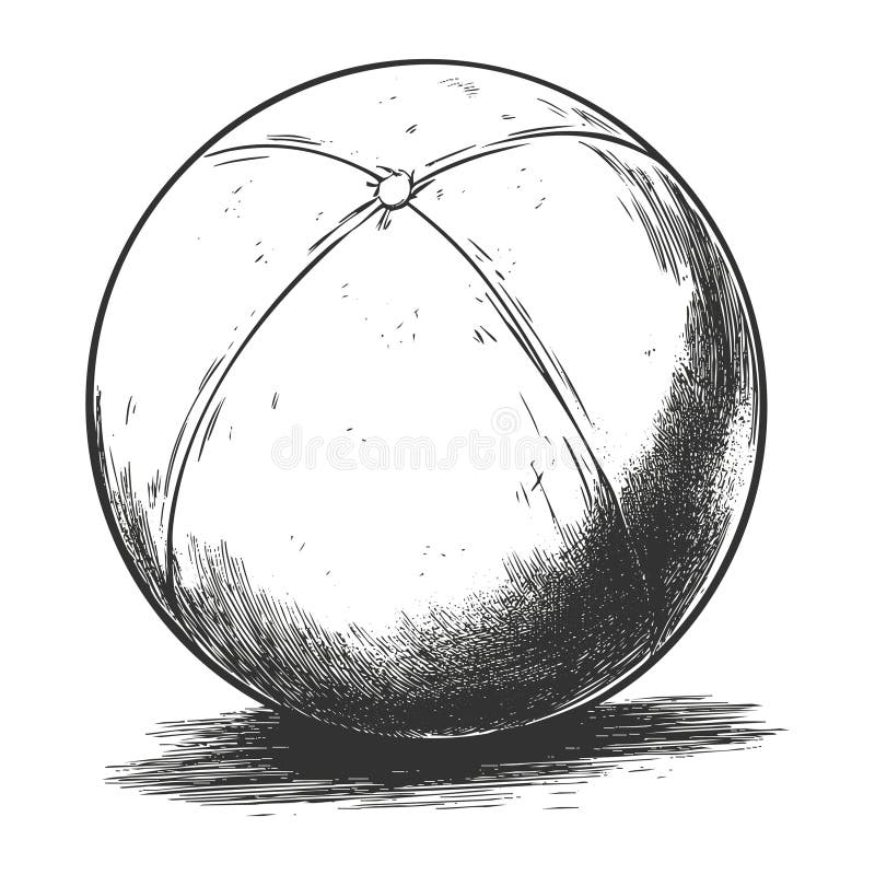 Detailed Black and White Sketch of a Round Ball with Shading. Stock ...
