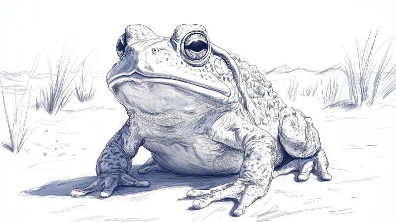 Detailed Black and White Sketch of a Toad. Stock Illustration ...
