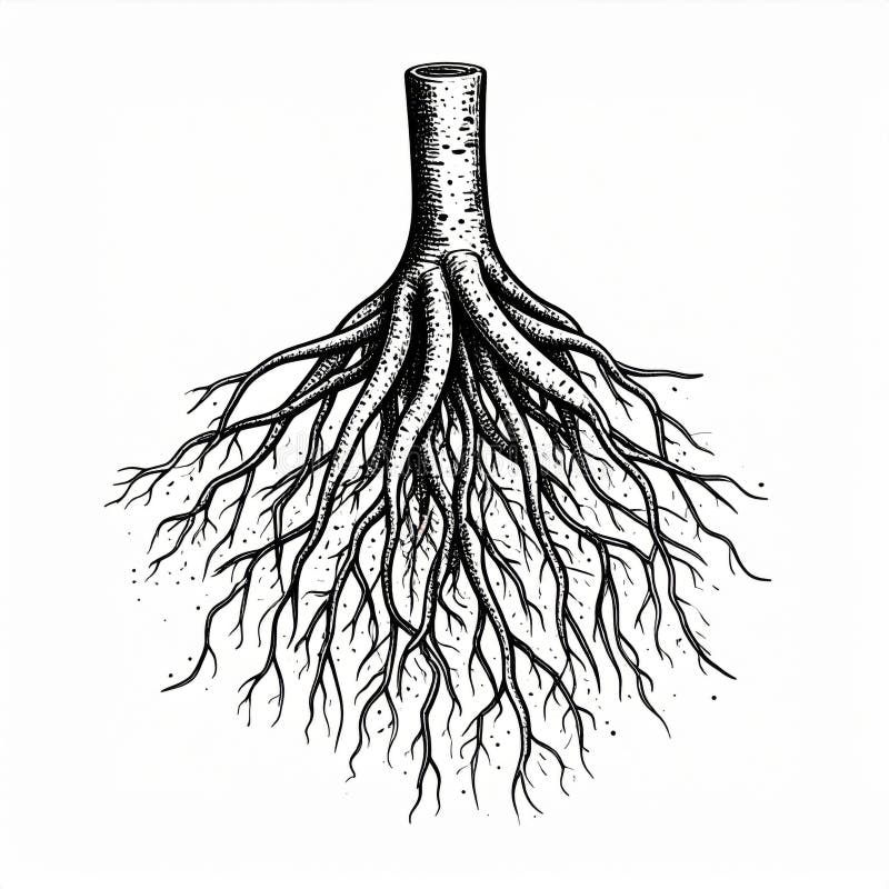 Detailed Black and White Tree Root Illustration Stock Illustration ...