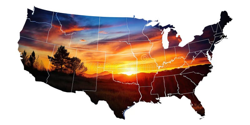 Detailed Black and White USA Map Illustration a Comprehensive ...